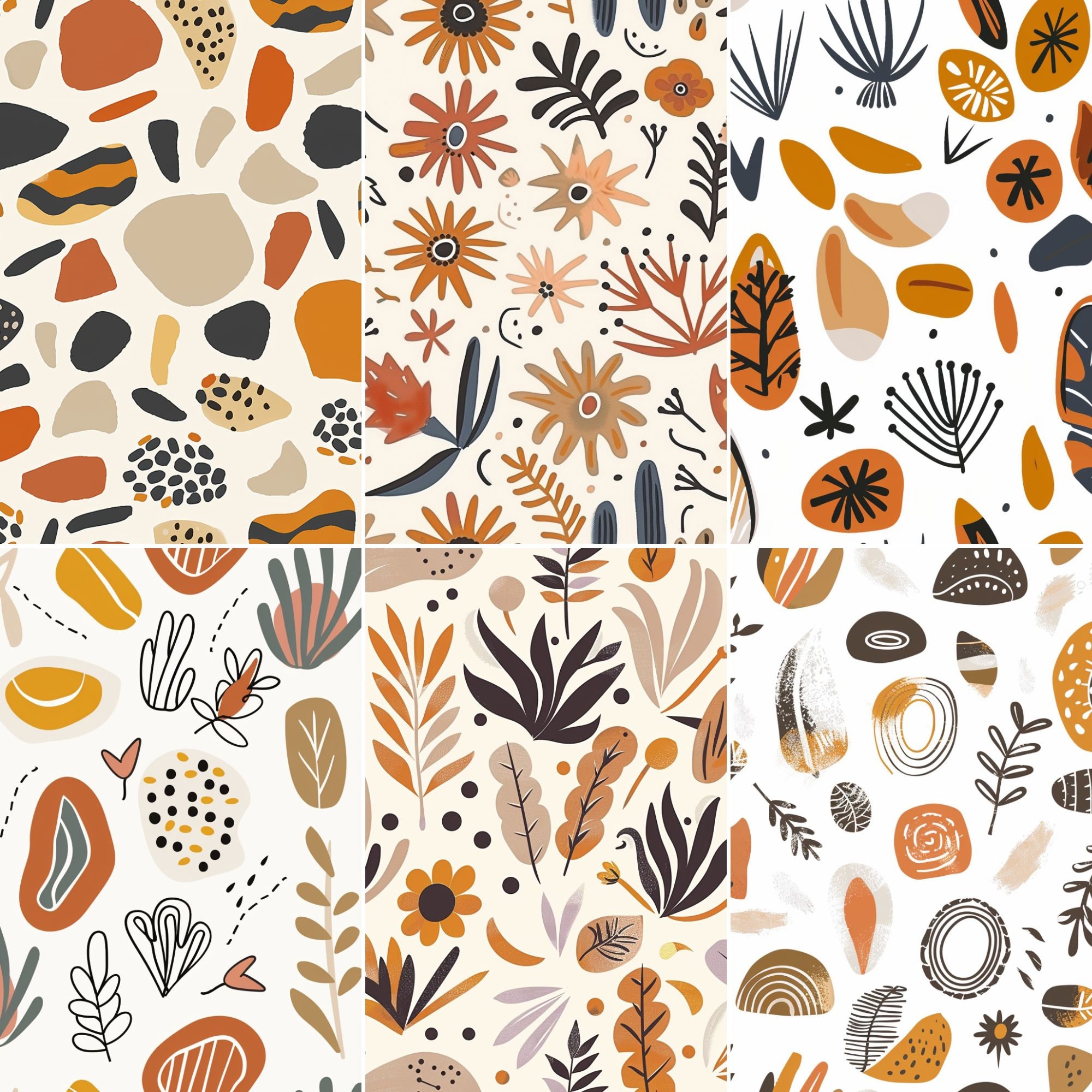Earthy Boho Digital Papers, Seamless Repeat Pattern, Background ...