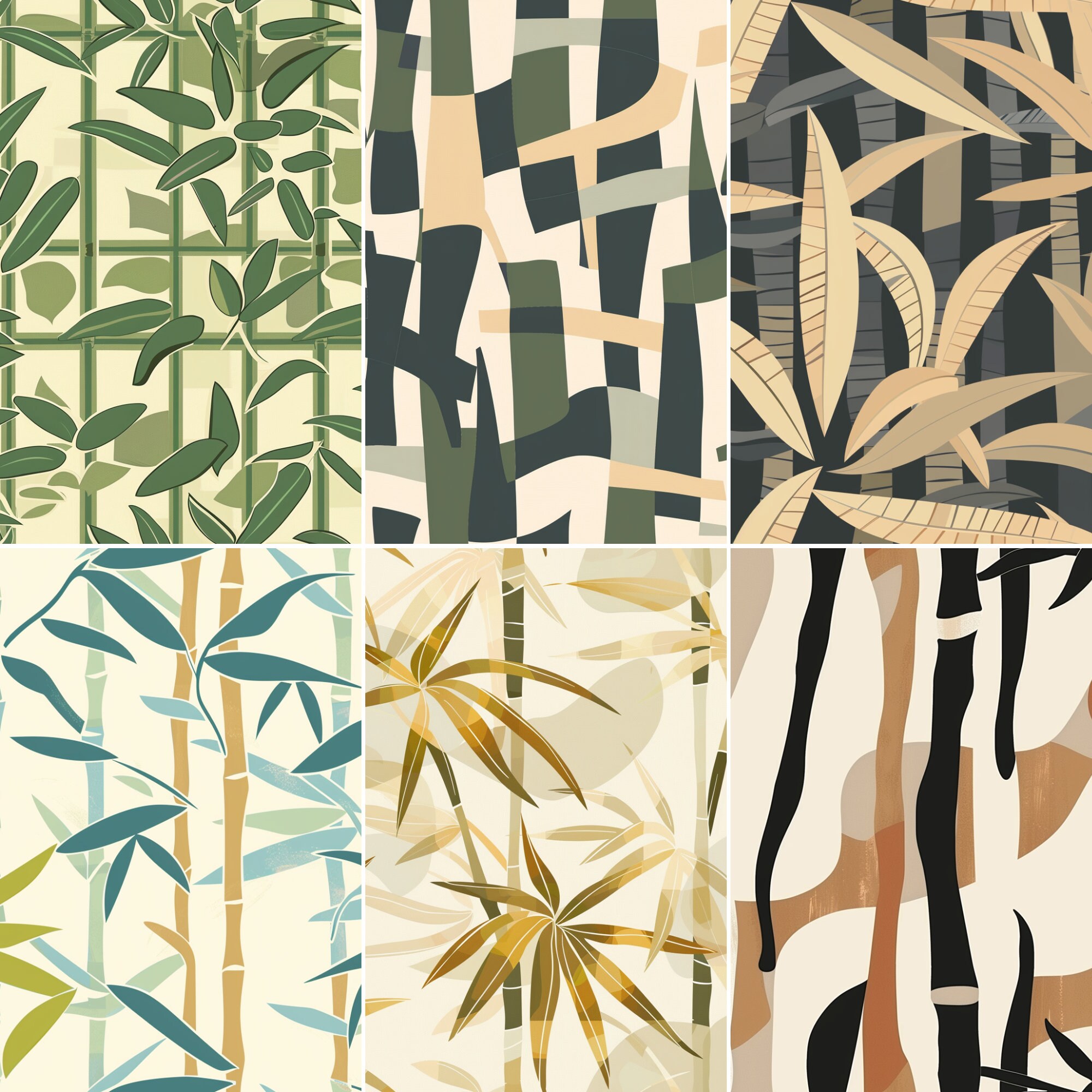 Bamboo Shapes Seamless Repeat Pattern, Digital Papers, Background ...