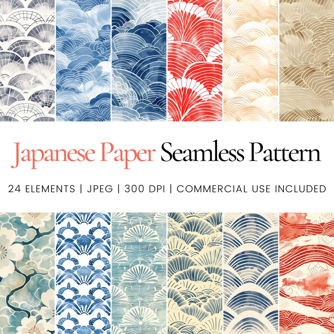 Japanese Paper Seamless Repeat Pattern, Digital Papers, Background ...
