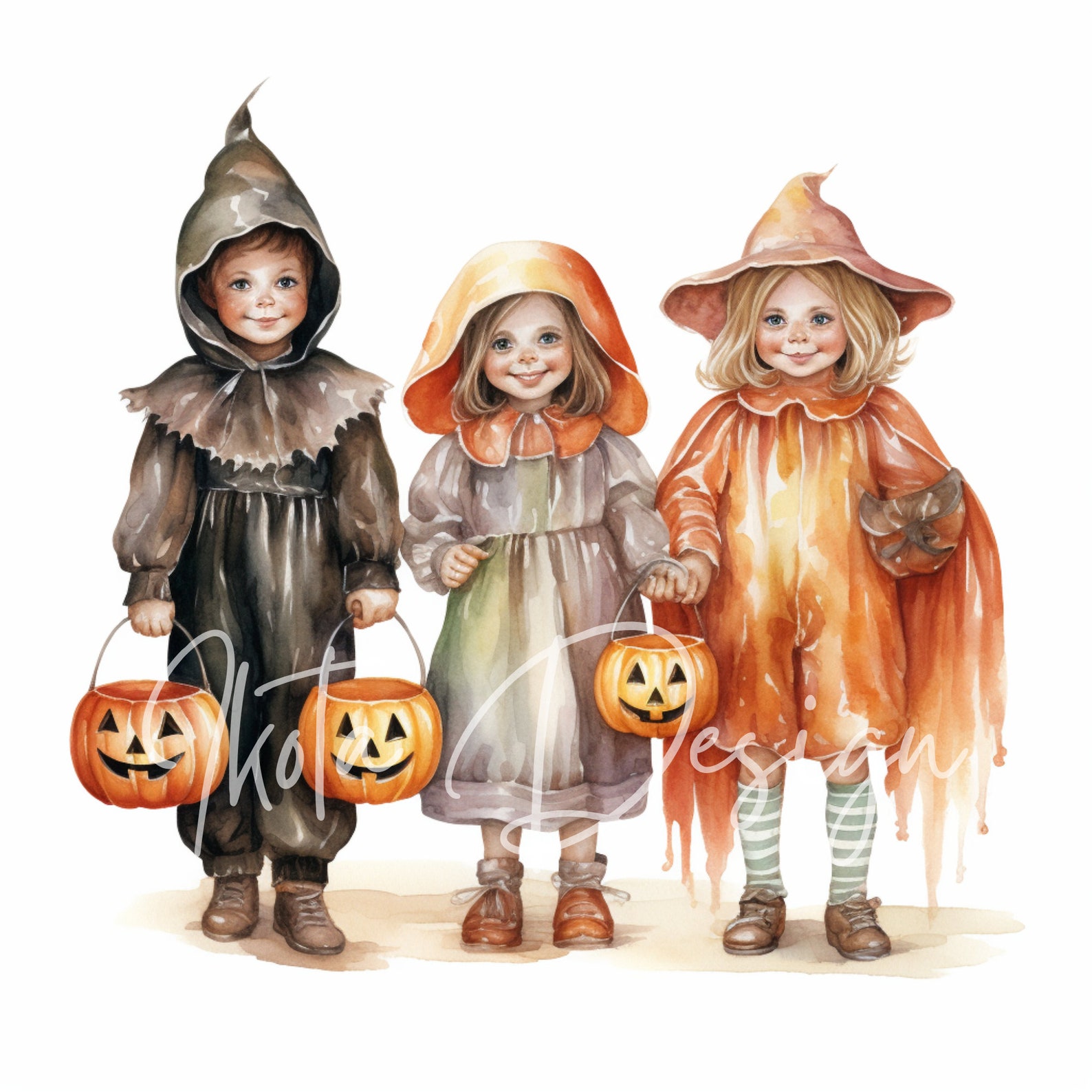 Trick-or-treaters Clipart 40 High Quality Jpgs Digital Planner, Junk ...