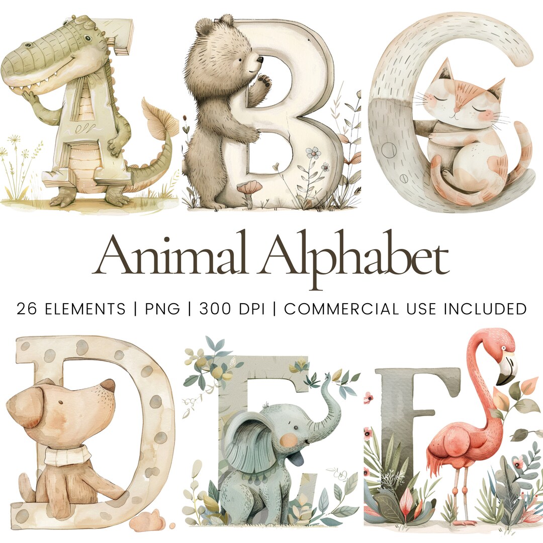 Animal Alphabet Clipart 26 High Quality Pngs Digital Planner, Junk ...