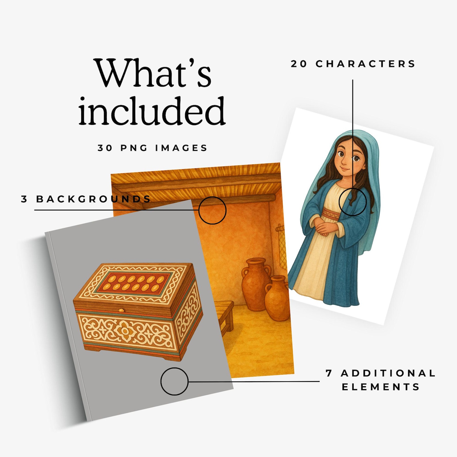 Bible Story the Visit of the Wise Men Watercolor Clipart Bundle ...