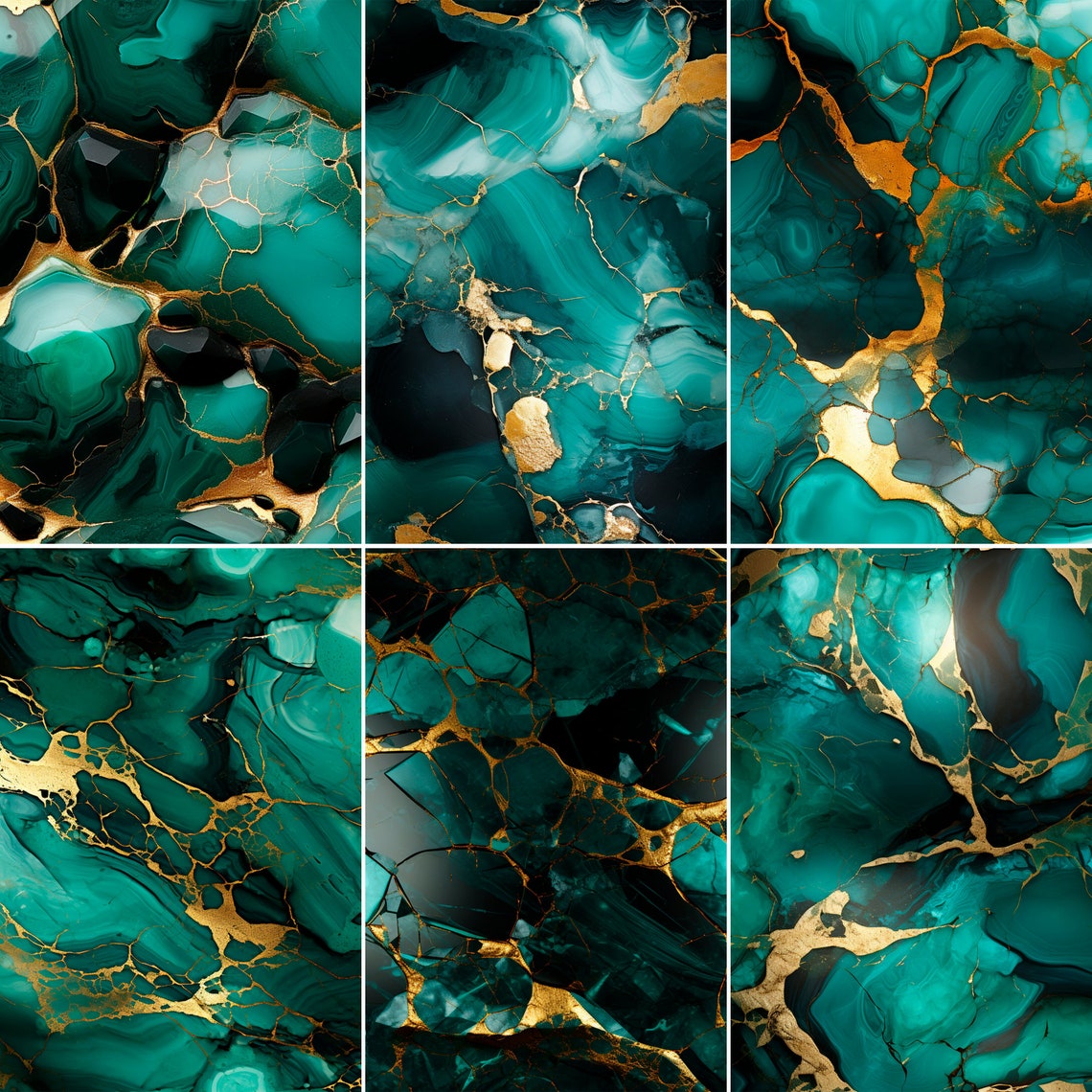 Emerald and Gold Marble Digital Papers Emerald and Gold - Etsy