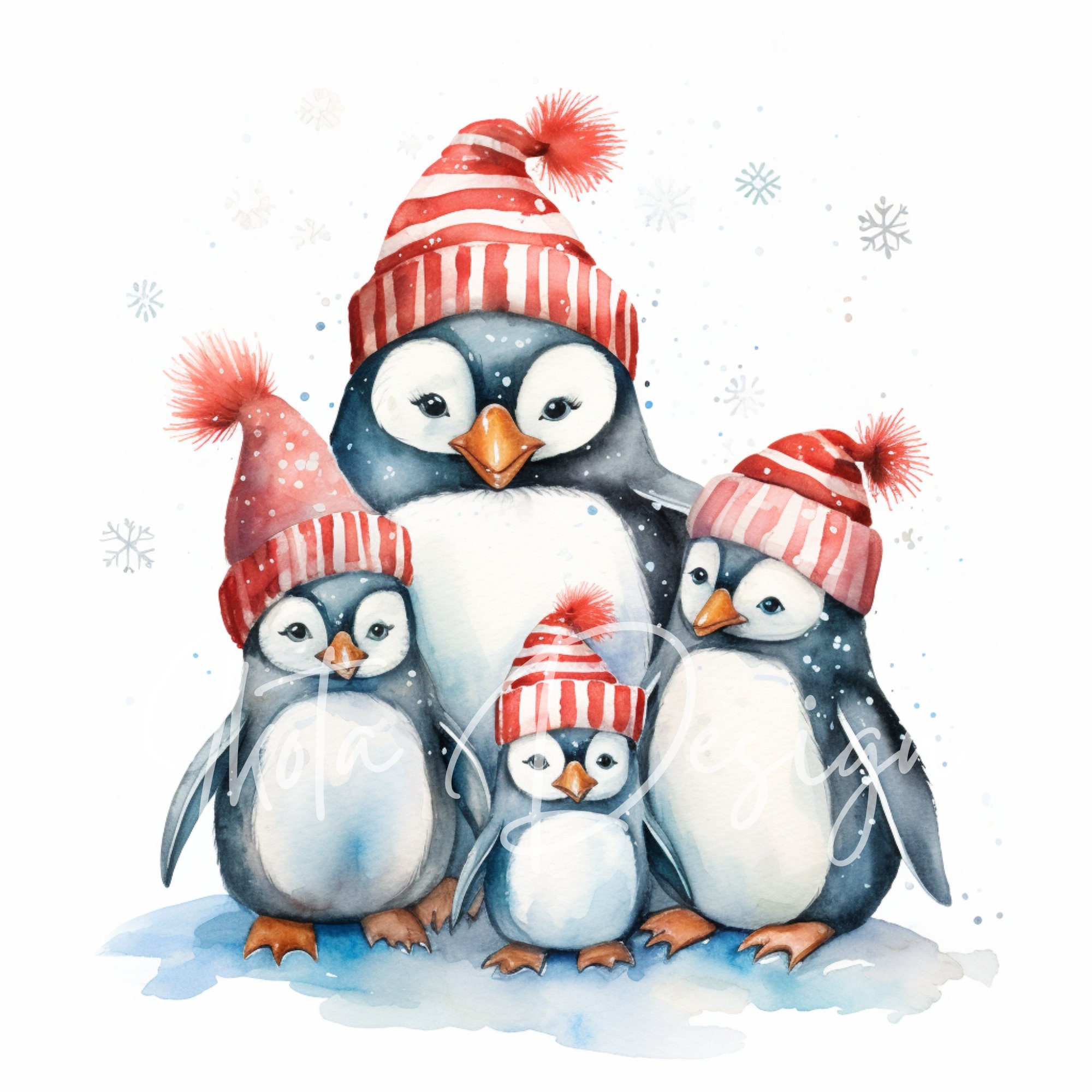 Christmas Penguin Family Clipart 40 High Quality Jpgs Digital Planner ...
