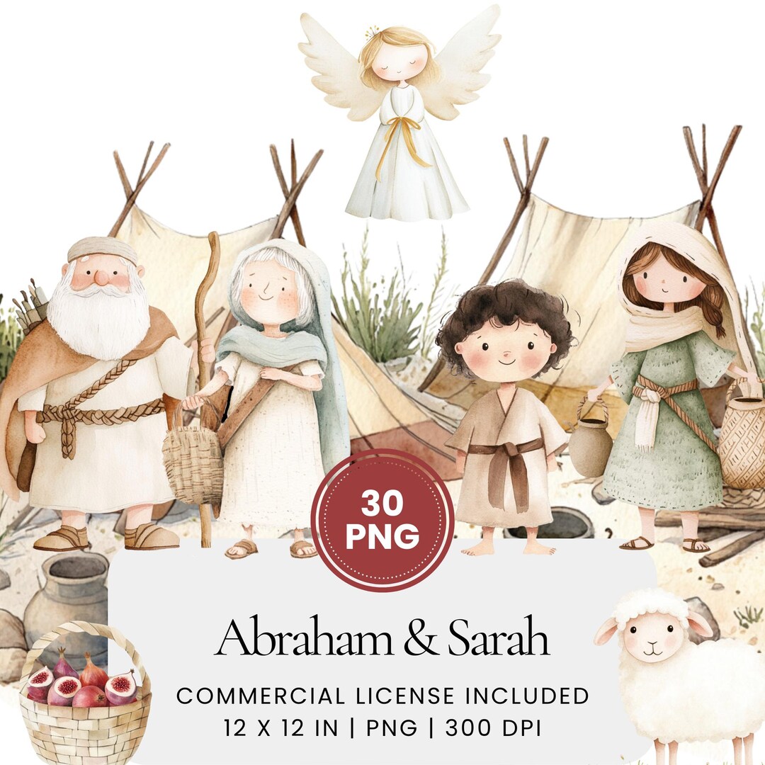 Abraham & Sarah Clipart - 30 PNG - Digital Planner, Junk Journaling ...