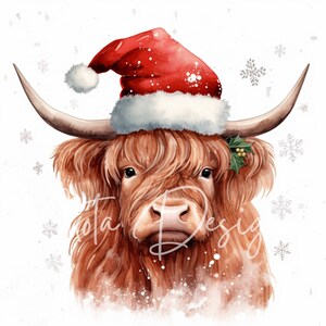 Christmas Highland Cow Clipart - 40 High Quality Jpgs - Digital Planner ...