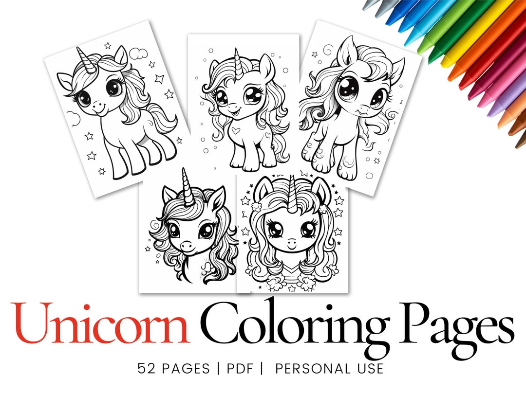 52 Magical Unicorn Coloring Pages, A4 Printables, Fun Activities ...