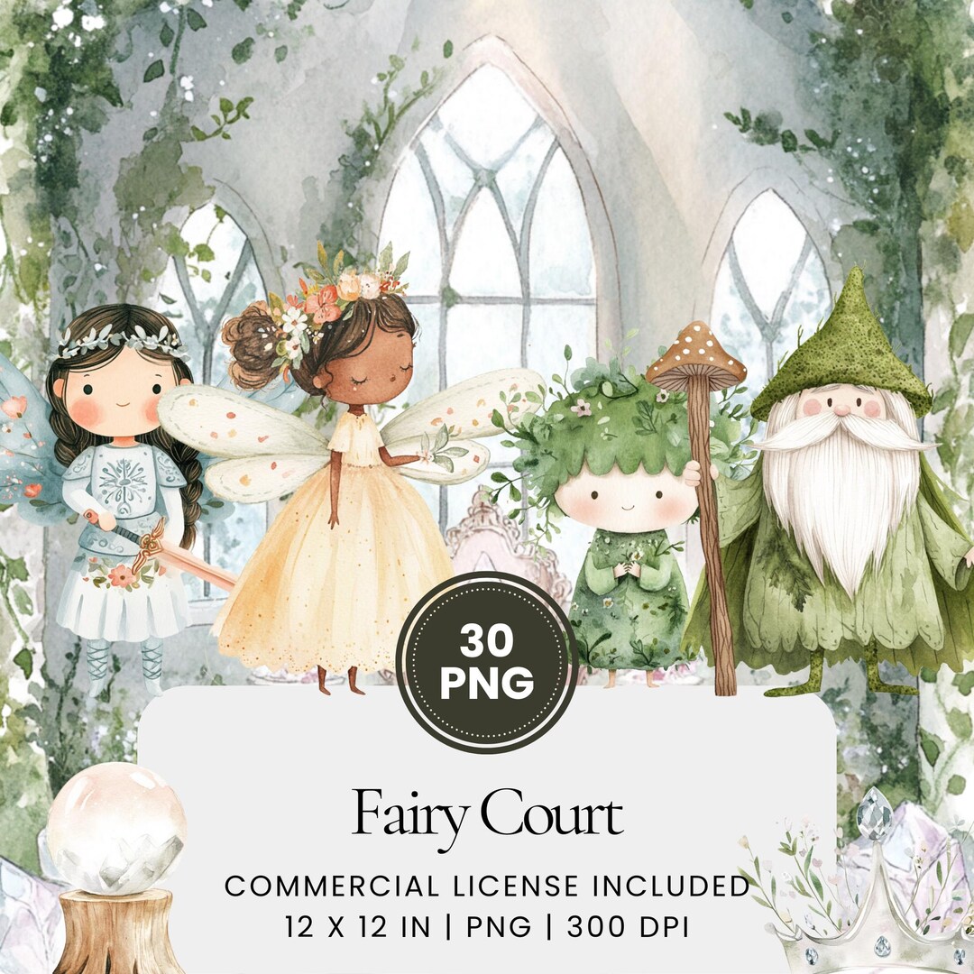Fairy Court Clipart Set, Whimsical Woodland Fairy Princess Pack ...