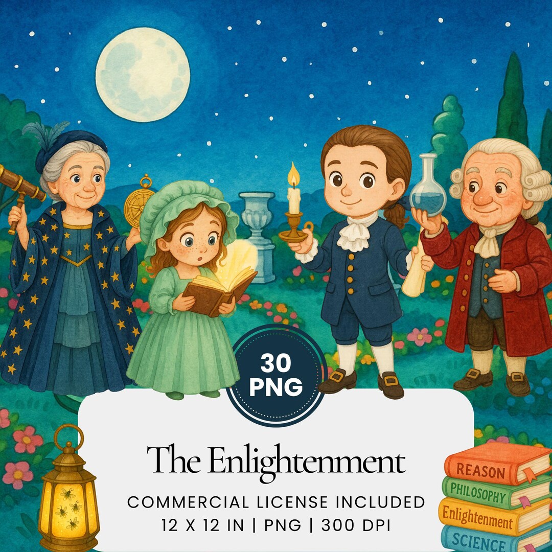 The Enlightenment Watercolor Clipart Bundle, Educational History Clip ...