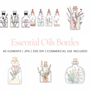 Essential Oils Bottles Clipart - 40 High Quality Jpgs - Digital Planner ...