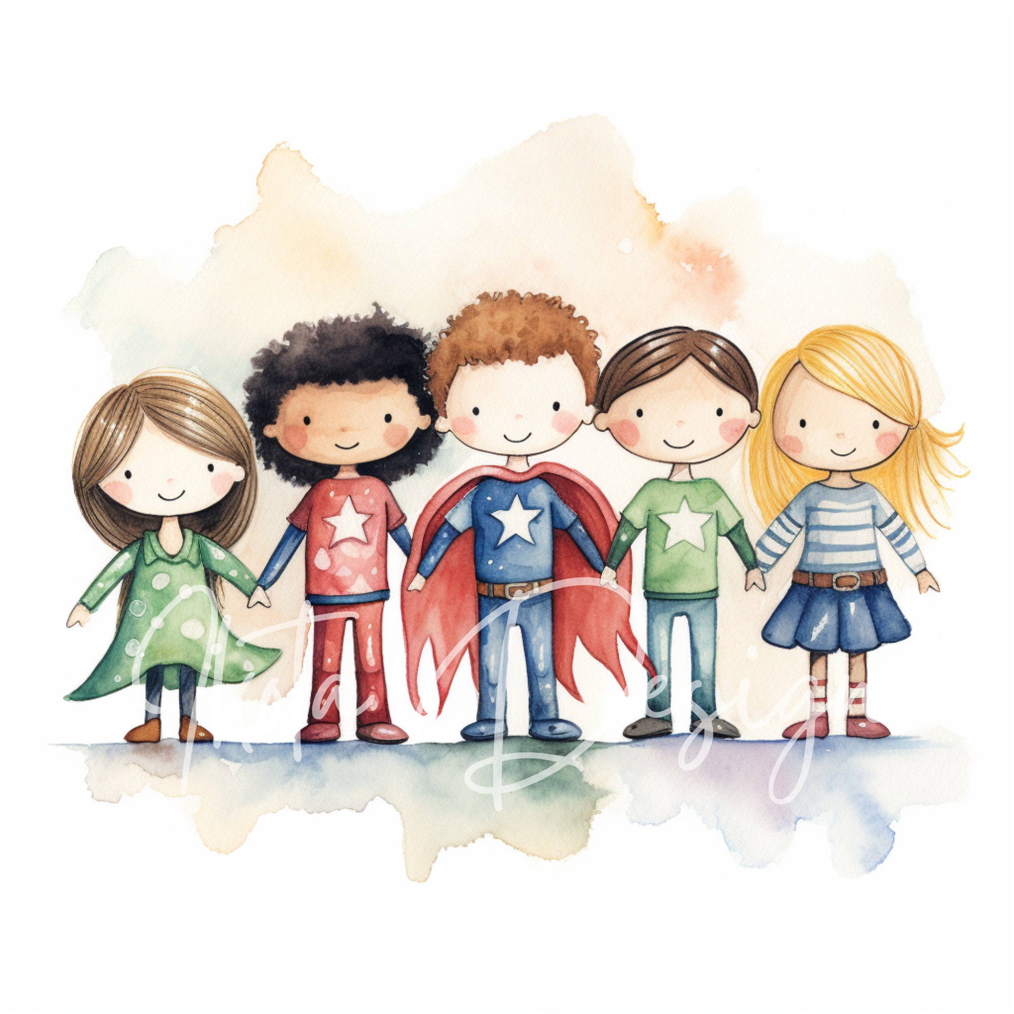 Superhero Kids Clipart 40 High Quality JPG Digital Planner, Junk ...