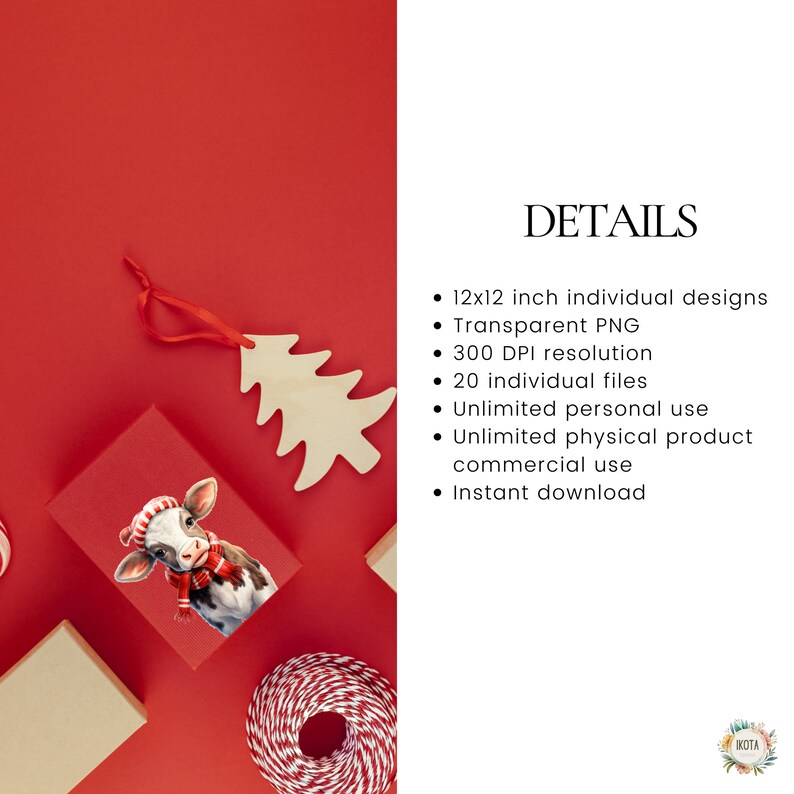 Christmas Cow Clipart 20 High Quality Pngs Digital - Etsy