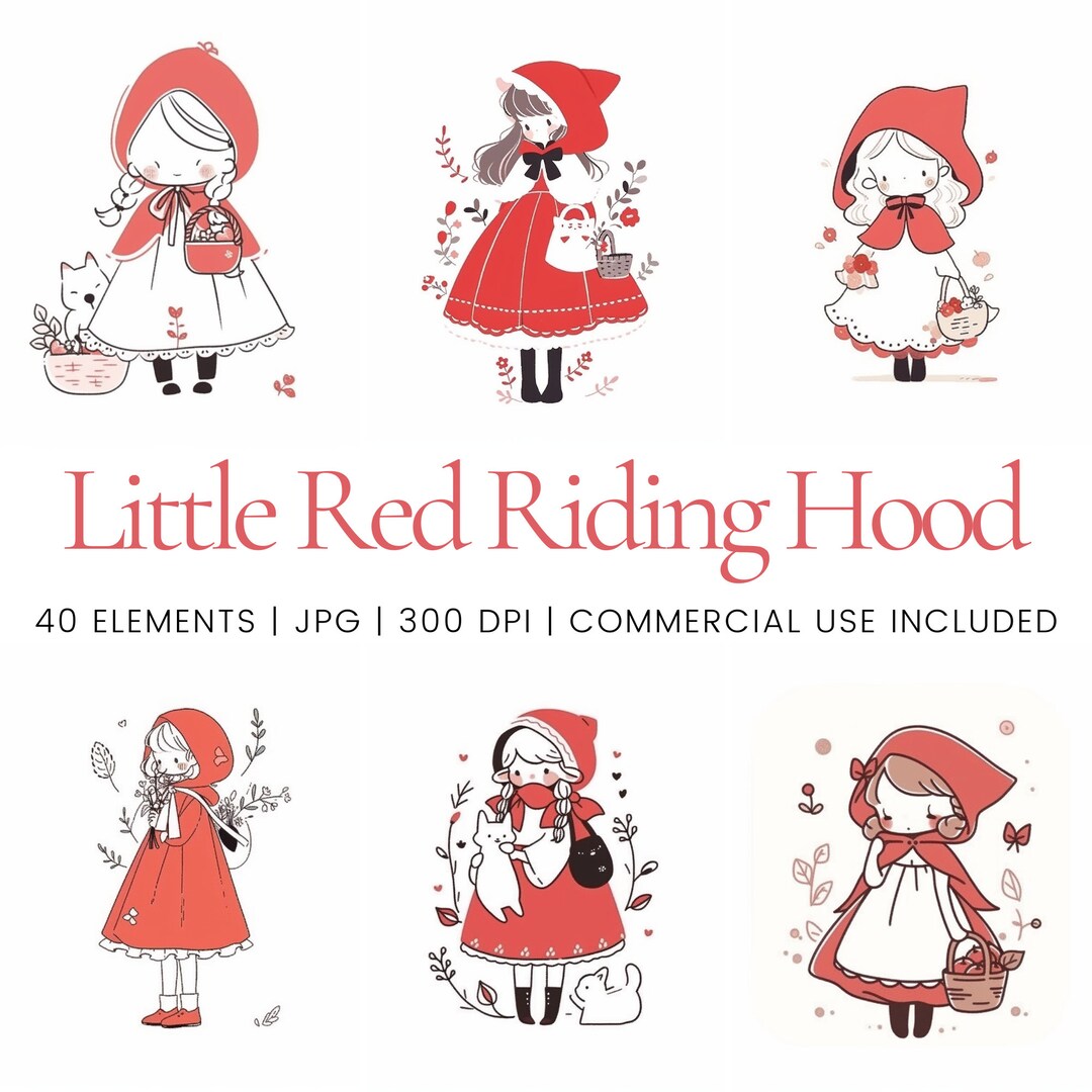 Little Red Riding Hood Clipart 40 High Quality Jpgs - Etsy