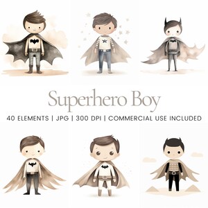 Superhero Boy Clipart - 40 High Quality Jpgs - Digital Planner, Junk ...