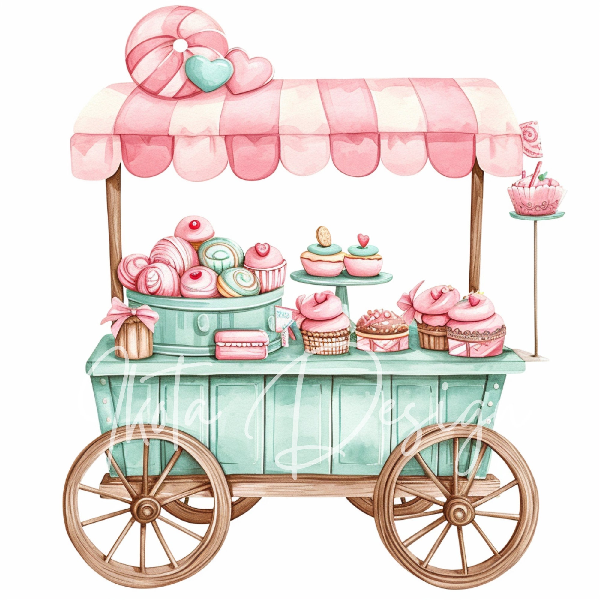 Valentine's Sweet Cart Clipart 40 High Quality JPG Digital Planner ...