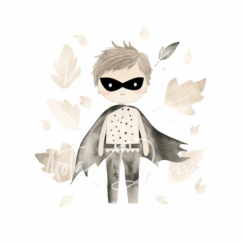 Superhero Boys Clipart Bundle, Cute Little Hero Png Set, Watercolor ...