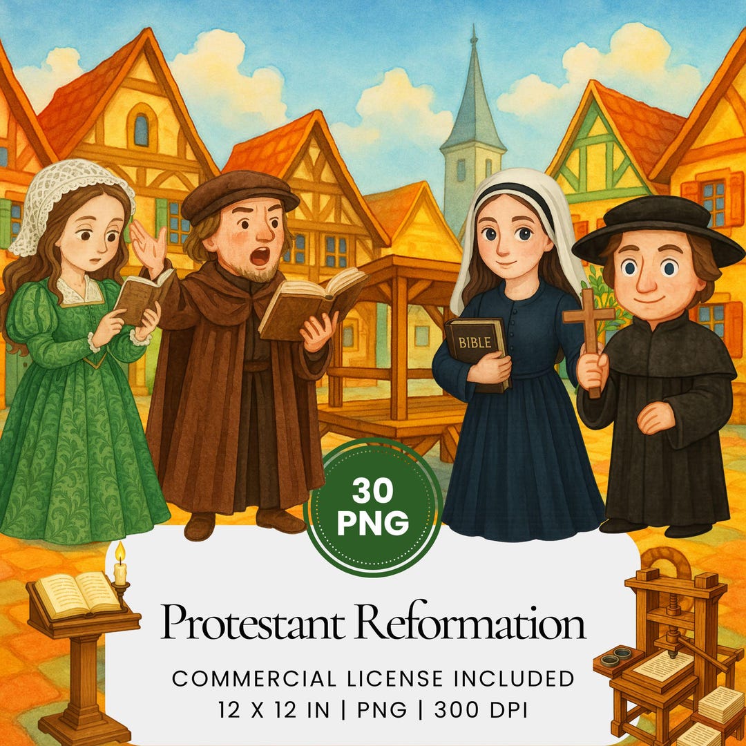 Protestant Reformation Clipart Bundle, Christian Bible Character ...