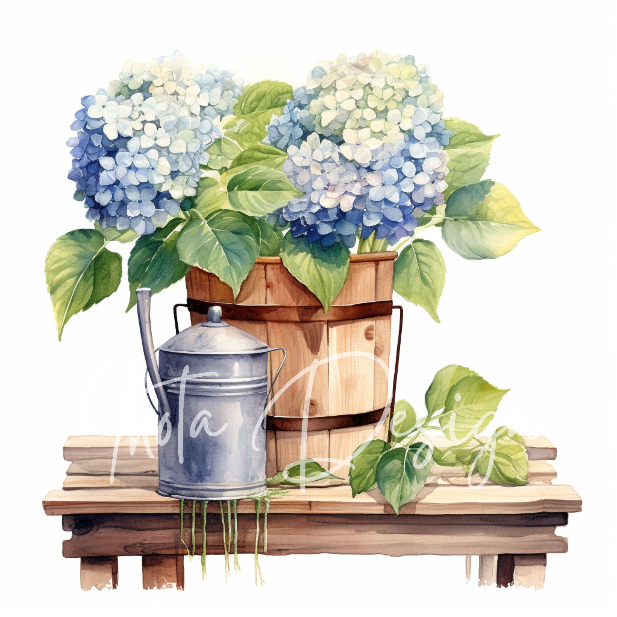 Bucket of Hydrangea Clipart 40 High Quality JPG Digital Planner, Junk ...