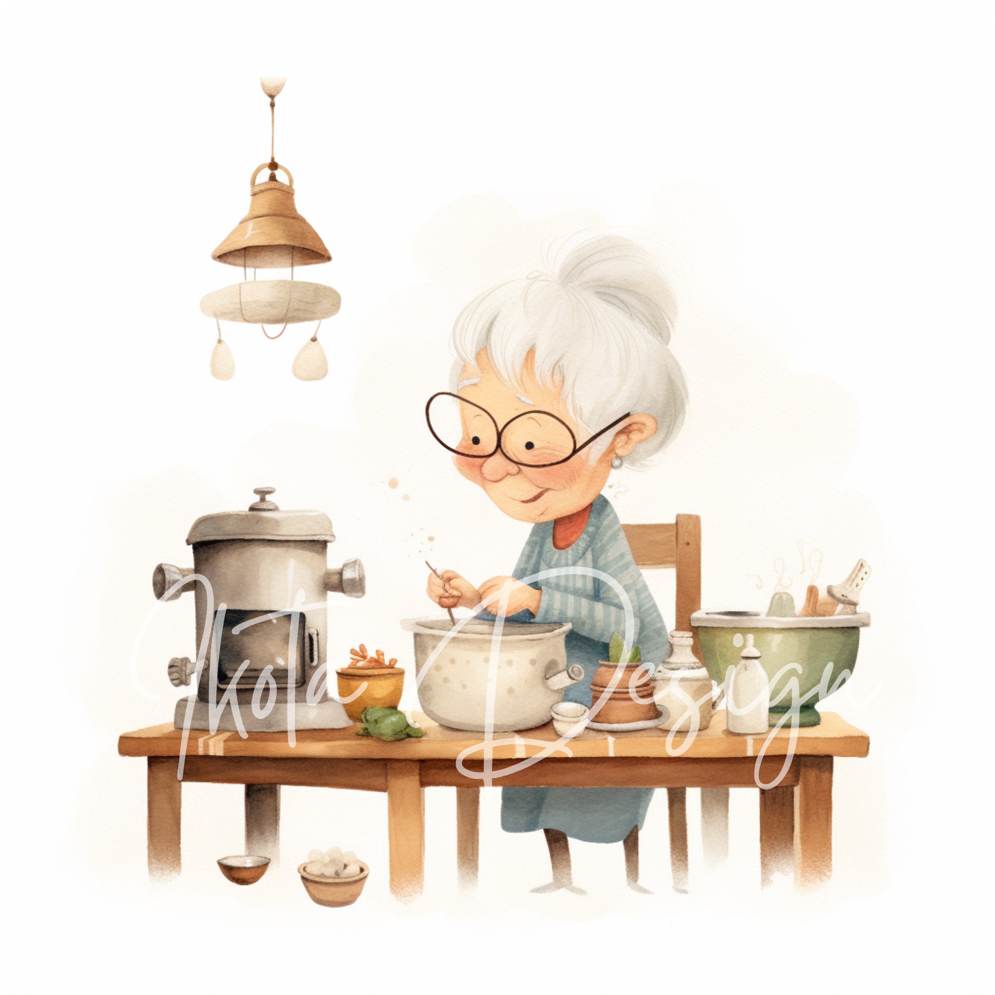 Grandma Cooking Clipart 40 High Quality Jpgs Digital Planner, Junk ...