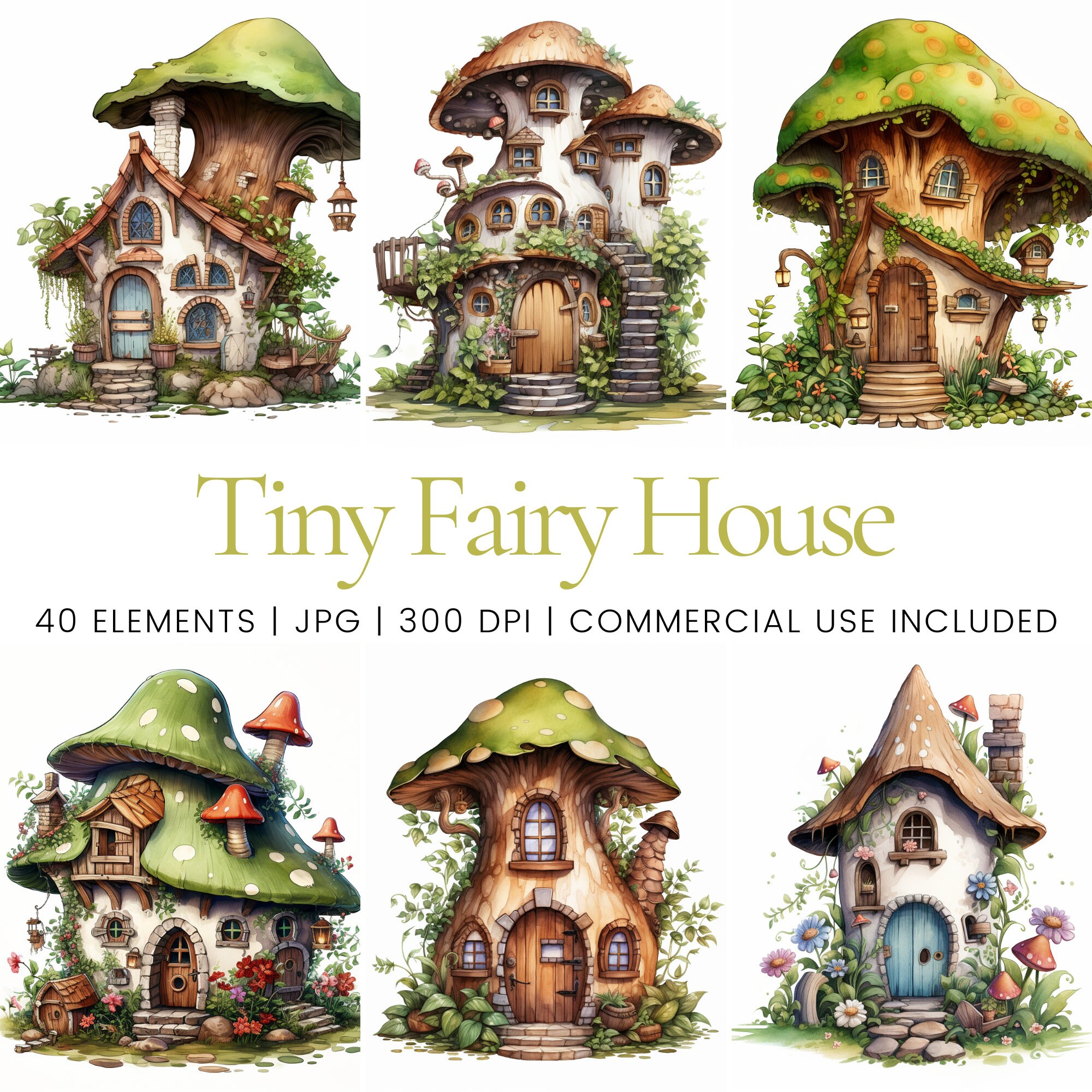 Tiny Fairy House Clipart 40 High Quality Jpgs Digital - Etsy