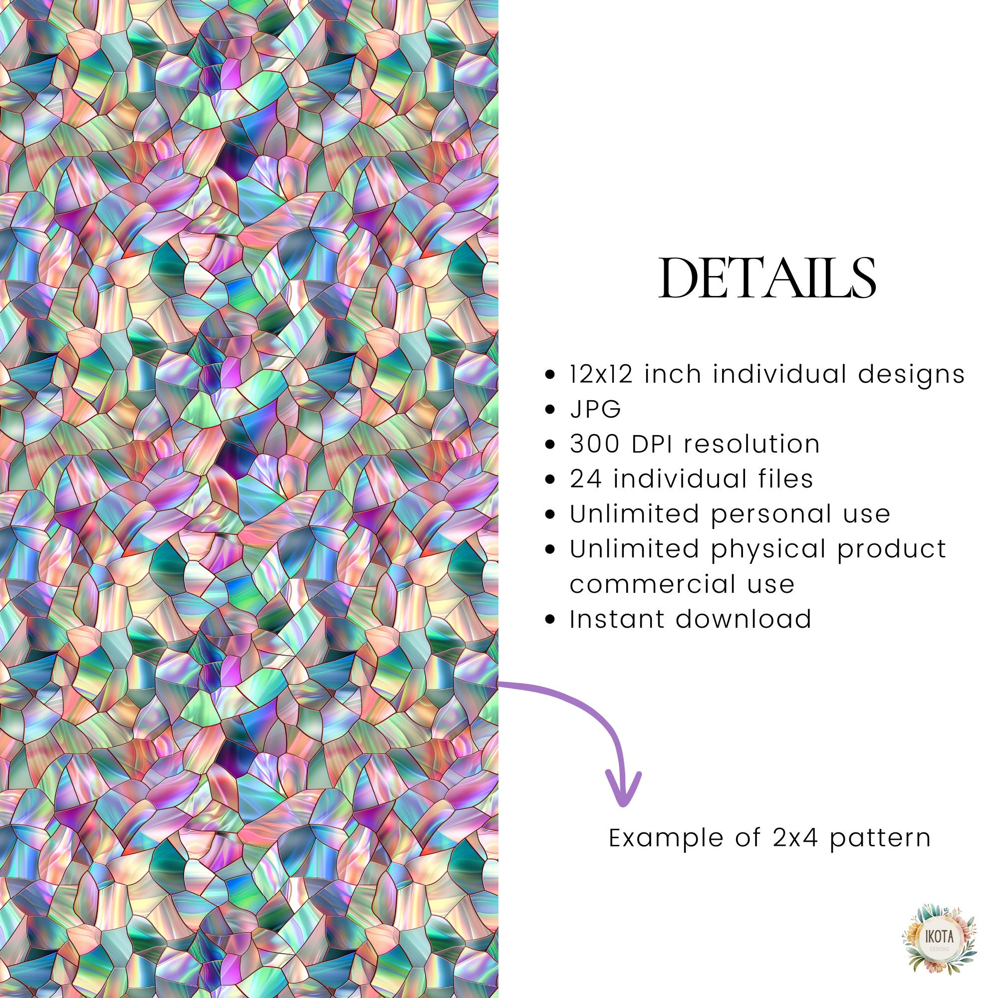 Stained Glass Seamless Repeat Pattern, Digital Papers, Background ...