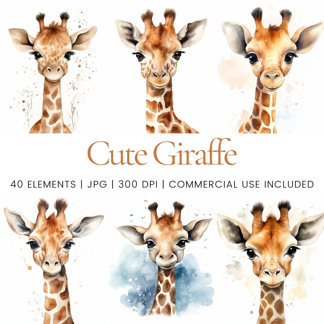 Cute Giraffe Clipart 40 High Quality Jpgs Digital Planner, Junk ...