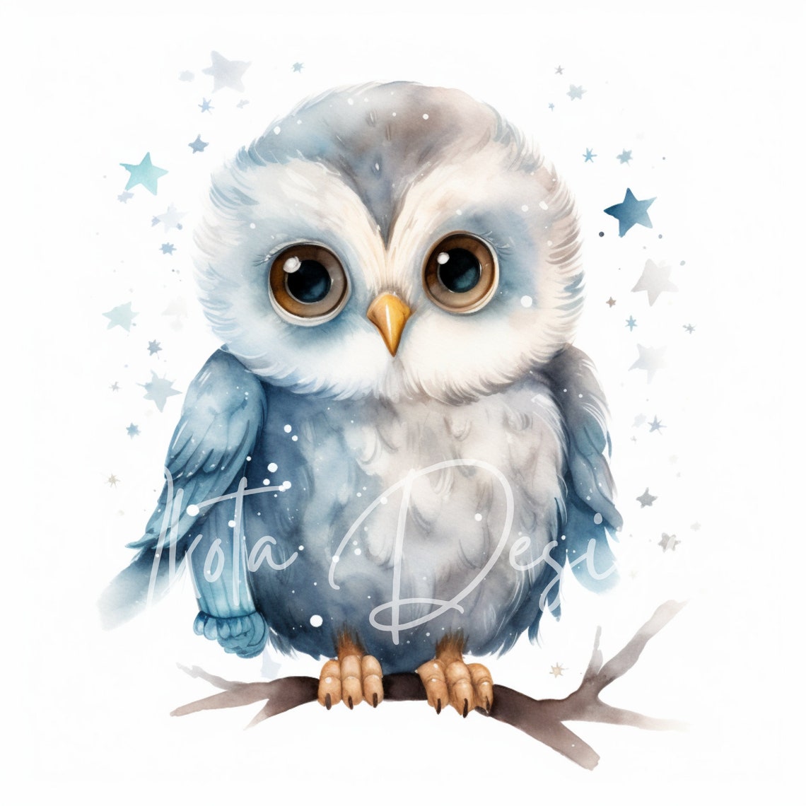 Blue Arctic Owl Clipart - 40 High Quality Jpgs - Digital Planner, Junk ...