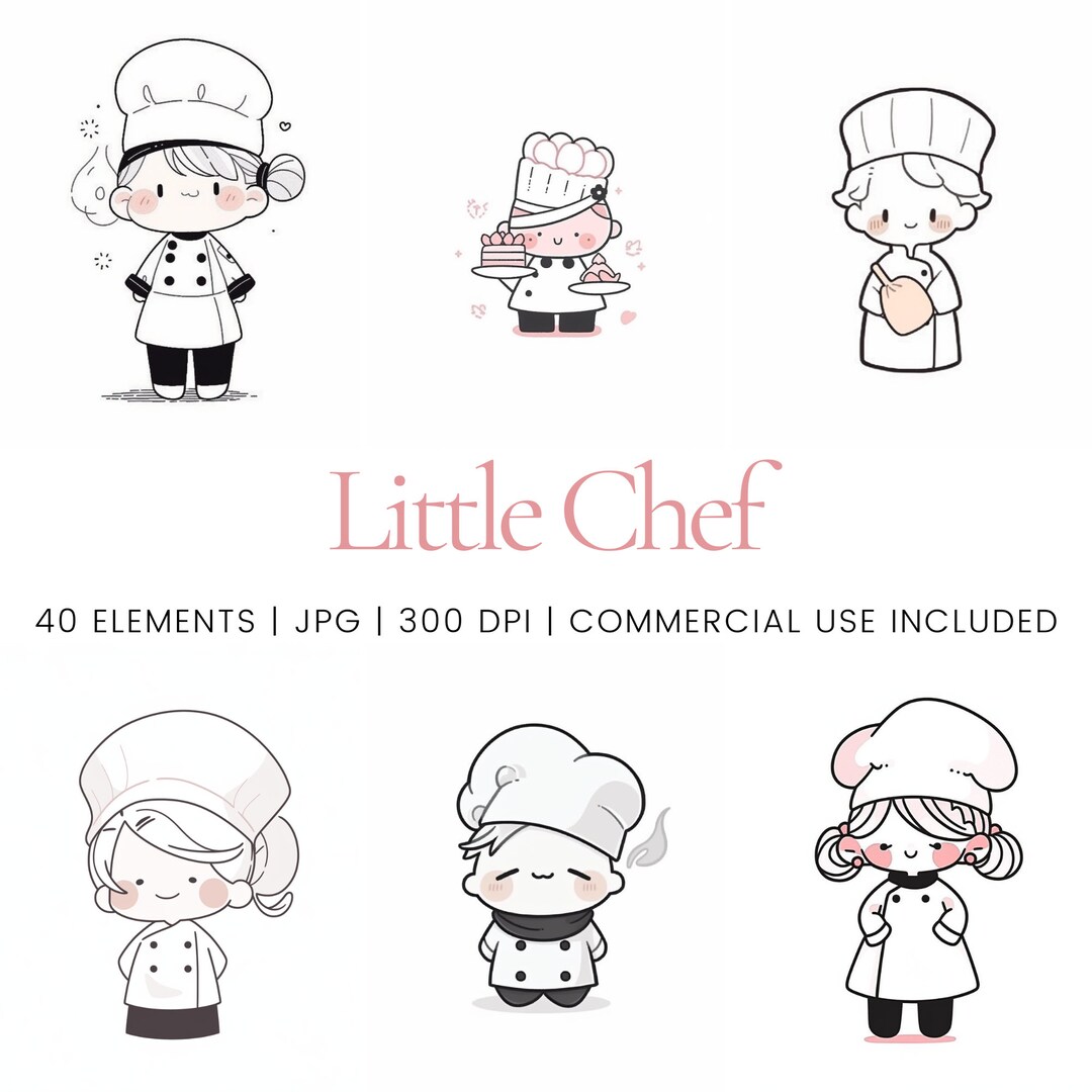 Little Chef Clipart 40 High Quality JPG Digital Planner, Junk ...