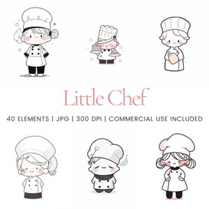 Little Chef Clipart - 40 High Quality JPG - Digital Planner, Junk ...