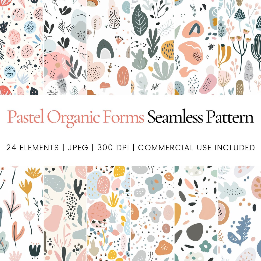 Pastel Organic Forms Seamless Repeat Pattern, Digital Papers ...