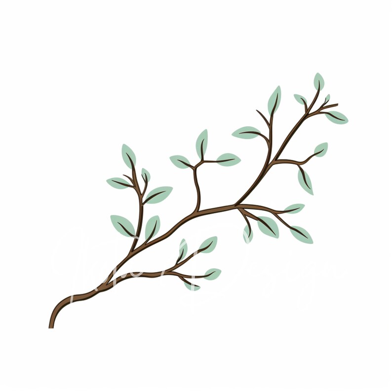 Cute Branches Clipart Bundle With Pastel Leaves and Whimsical Twigs for ...