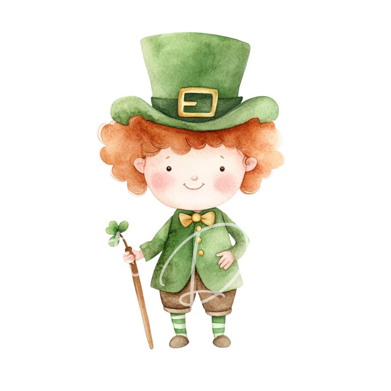 St Patricks Day Watercolor Clipart, Cute Kids Leprechaun Outfits ...