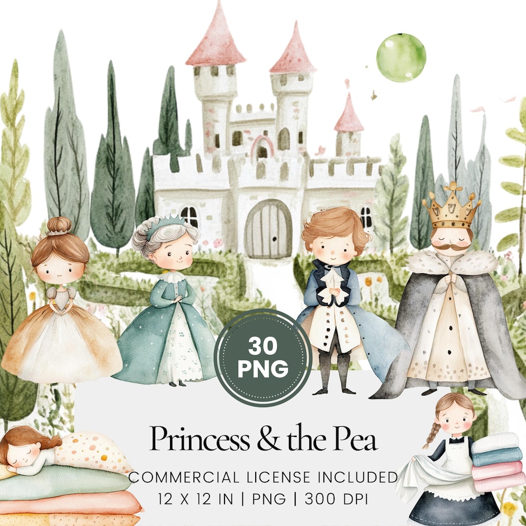 Princess and the Pea Clipart - 30 PNG - Digital Planner, Junk ...
