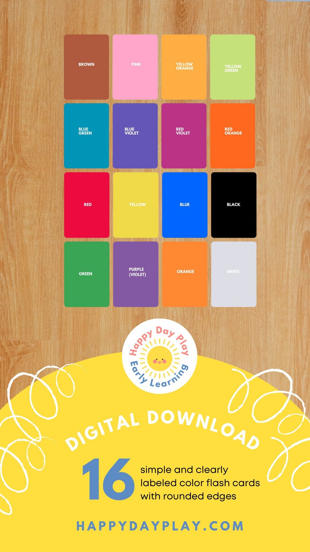 DIGITAL DOWNLOAD: 16 educational color flash cards for color ...