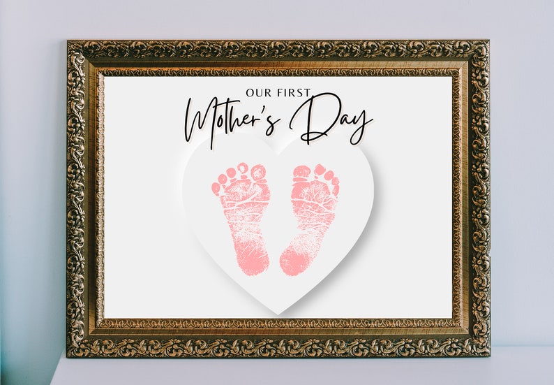 Printable First Mother's Day Gift Footprint Handprint Keepsake ...