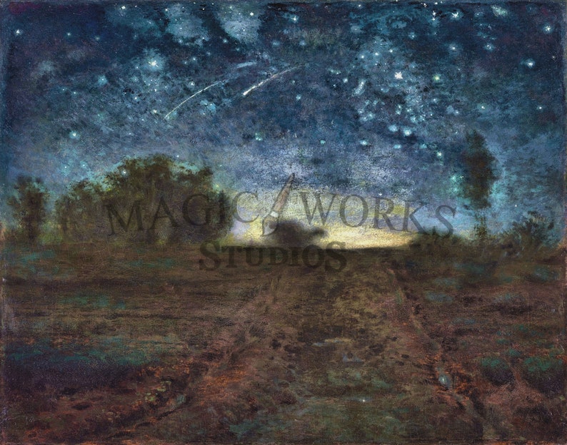Printable Night Skies Stars Painting | Star Landscape Wall Art ...