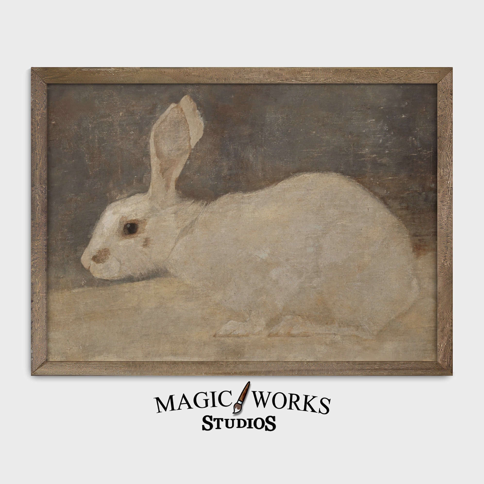 Printable Rustic White Rabbit Print Vintage Rabbit Painting Printable ...