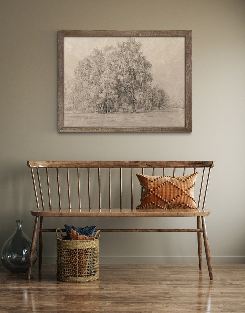 Printable Wall Art, Rustic Vintage Tree Print, Tree Wall Art, Country ...