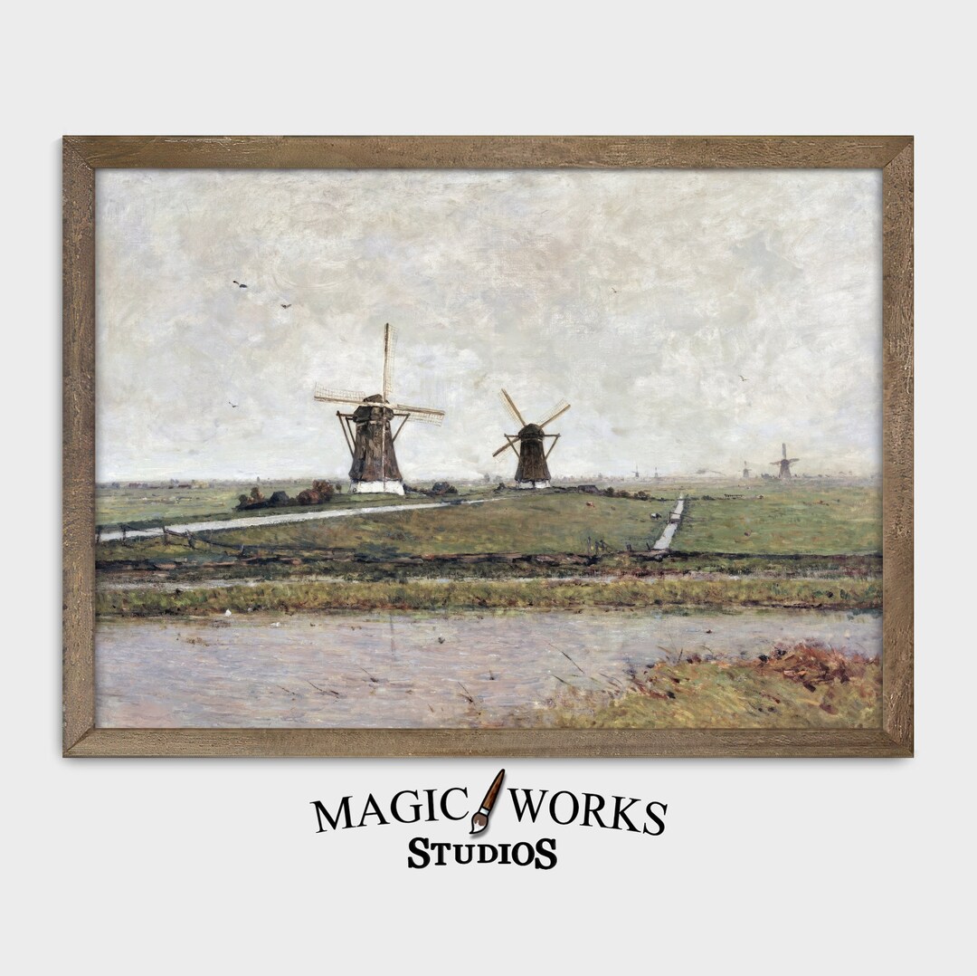 Windmill Print - Windmill Wall Art, Dutch Windmill Poster, Europe Wall ...
