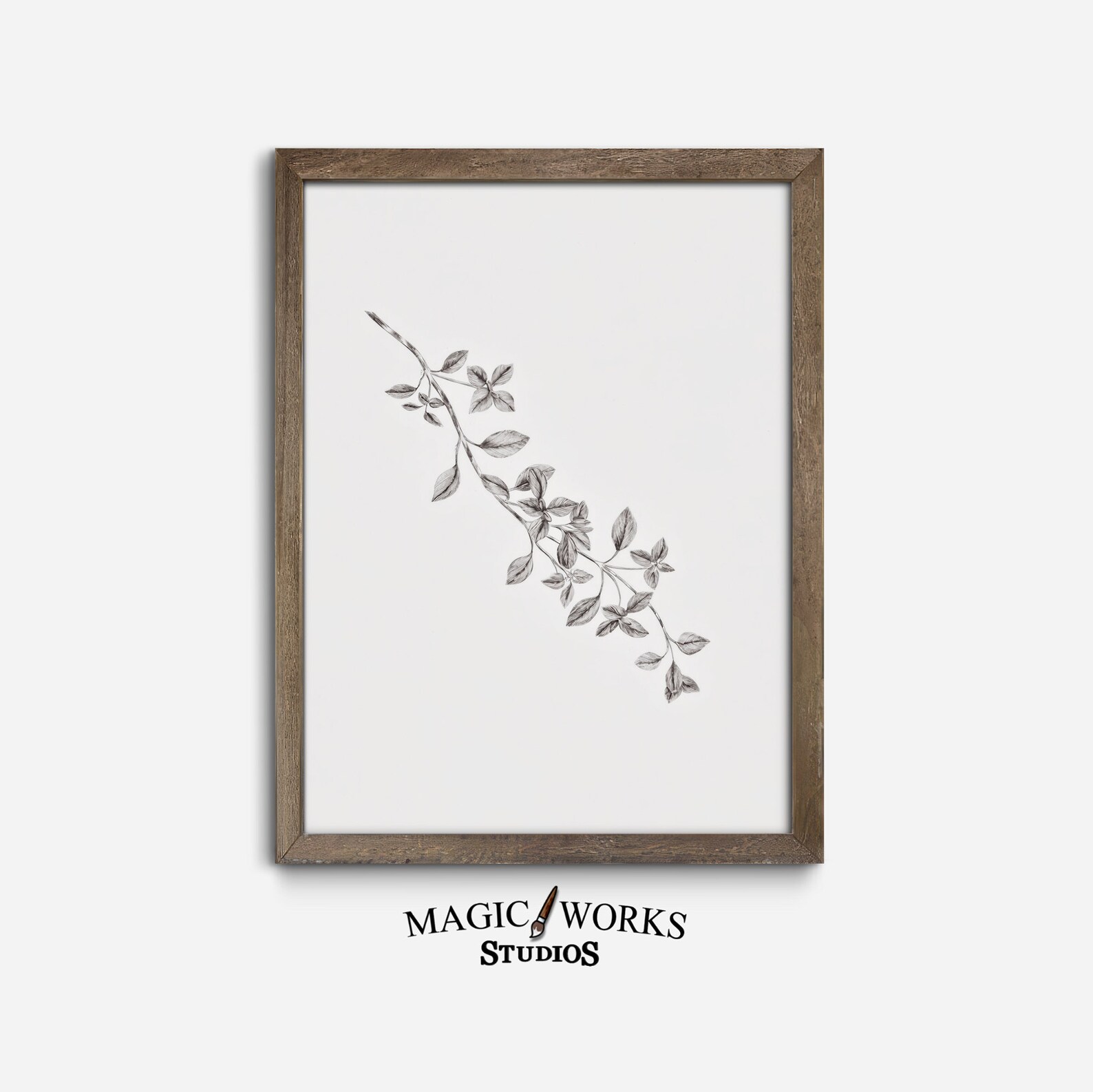Printable Botanical Hanging Leaf Digital Print, Neutral Wall Art, Plant ...