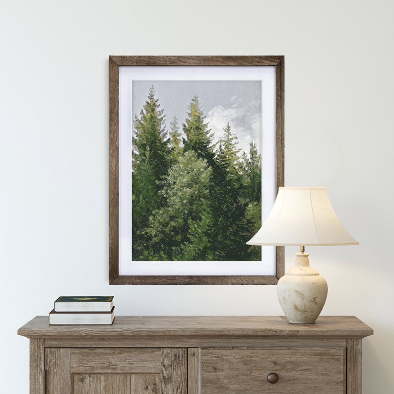 Vintage Evergreen Tree Painting, Printable Wall Art, Tree Prints, Tree ...