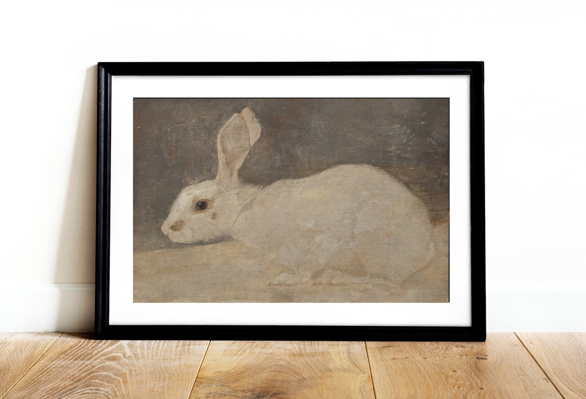 Printable Rustic White Rabbit Print Vintage Rabbit Painting Printable ...