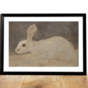 Printable Rustic White Rabbit Print Vintage Rabbit Painting Printable ...