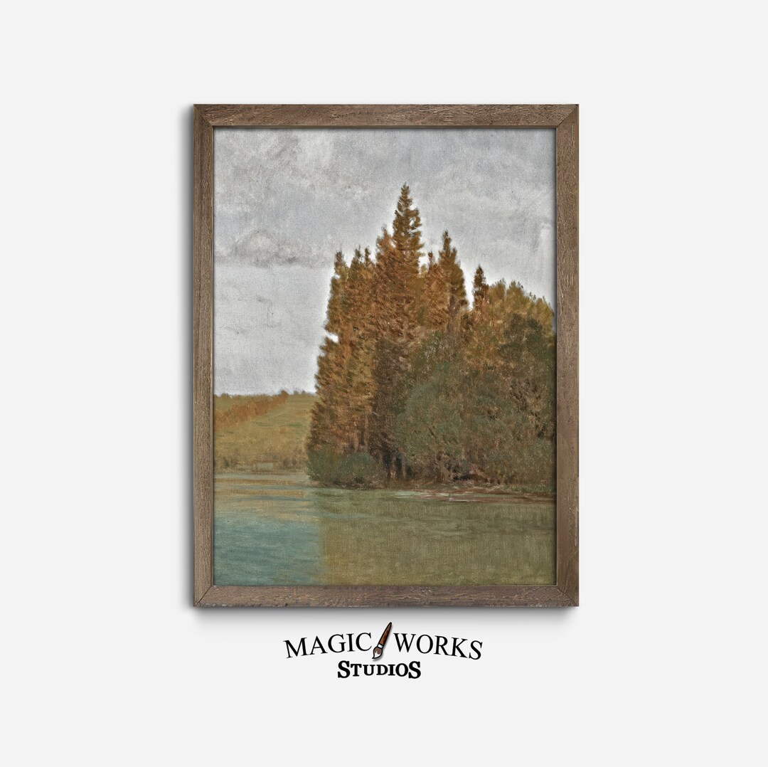 Vintage Pine Tree Forest Print Forest Wall Art Rustic Forest Print ...