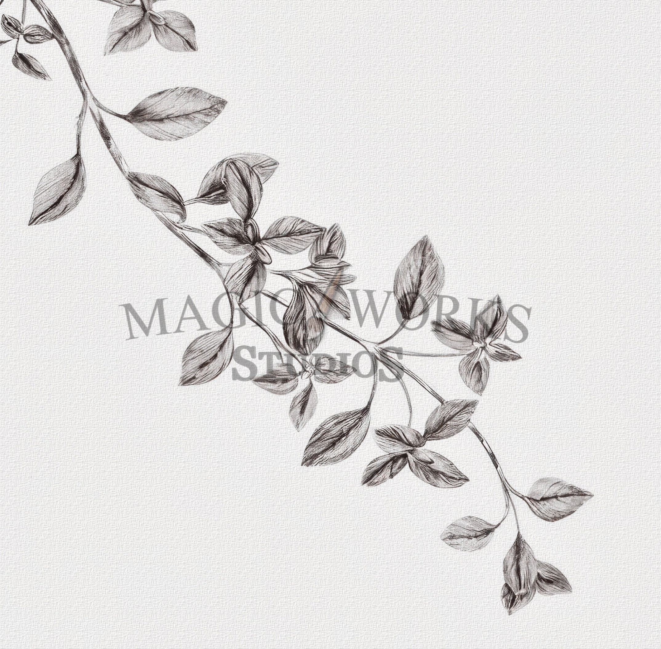 Printable Botanical Hanging Leaf Digital Print, Neutral Wall Art, Plant ...