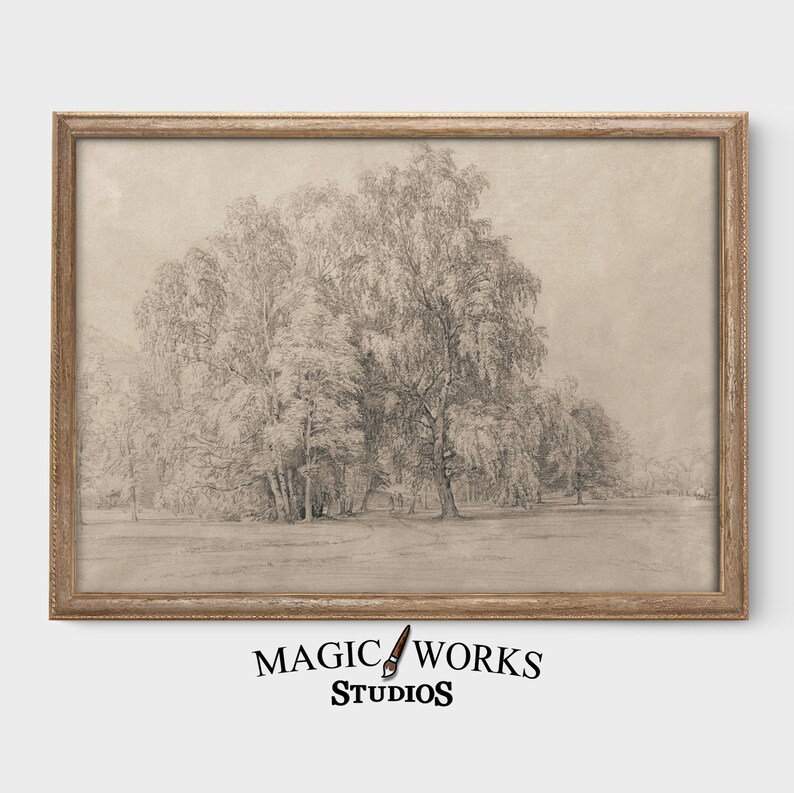 Printable Wall Art, Rustic Vintage Tree Print, Tree Wall Art, Country ...