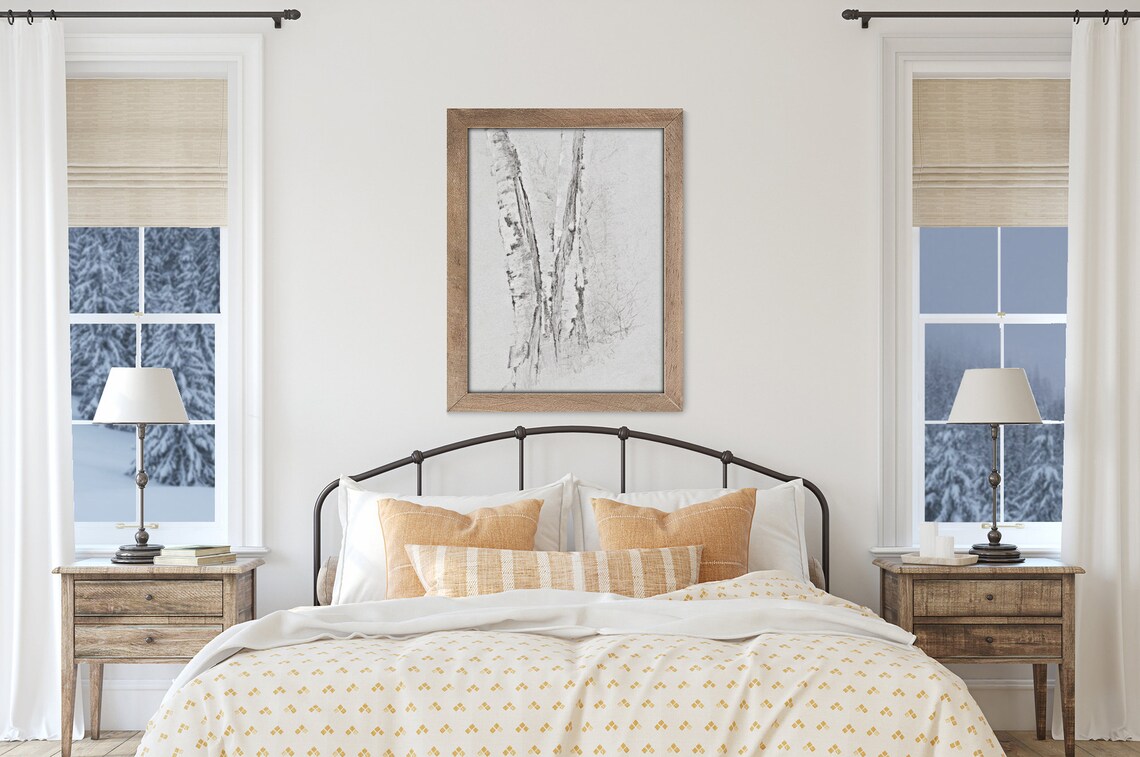 Printable Wall Art, Abstract Aspen Tree Stand Sketch, Tree Wall Art ...