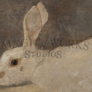Printable Rustic White Rabbit Print Vintage Rabbit Painting Printable ...