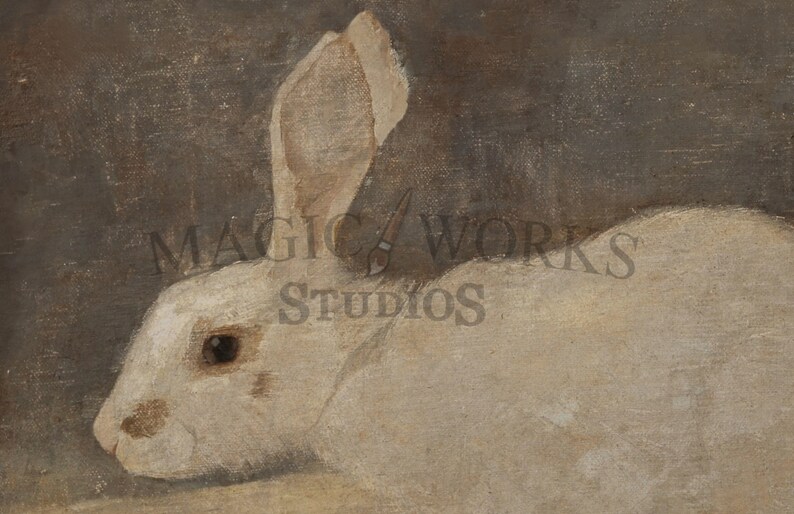 Printable Rustic White Rabbit Print Vintage Rabbit Painting Printable ...