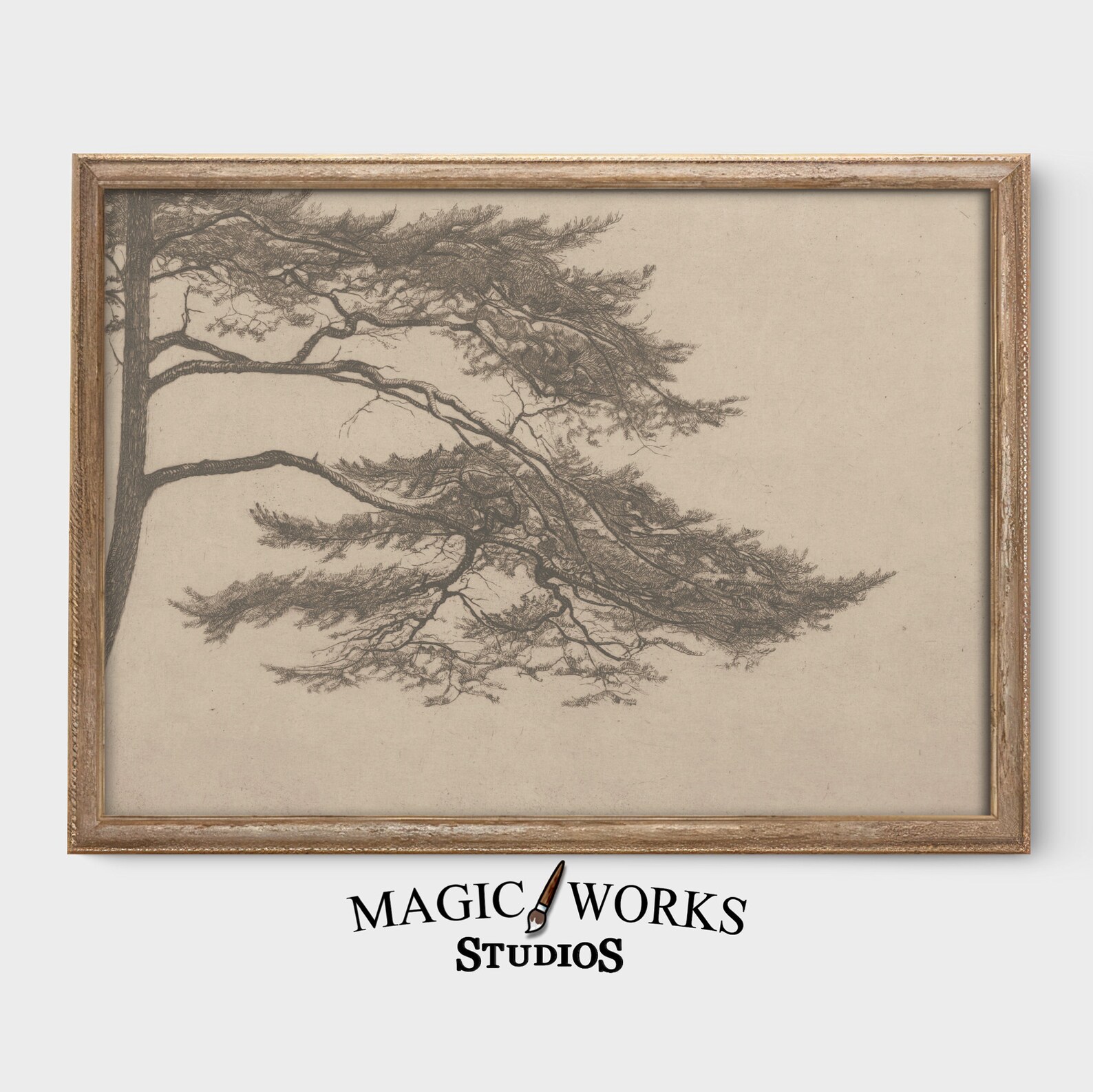 Vintage Printable Tree Painting Spreading Tree Branches Tree Branch ...